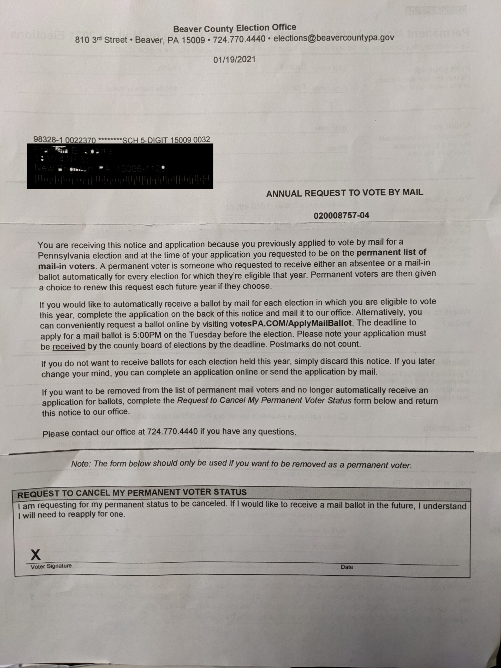 Have You Received an Annual Request to Vote By Mail From Beaver County ...