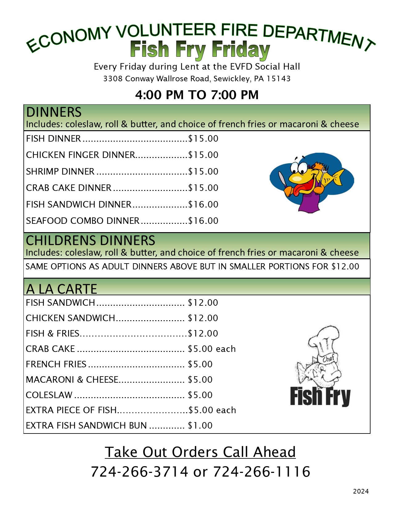 Economy Vol. Fire Department Lenten Fish Fry: Every Friday During Lent ...