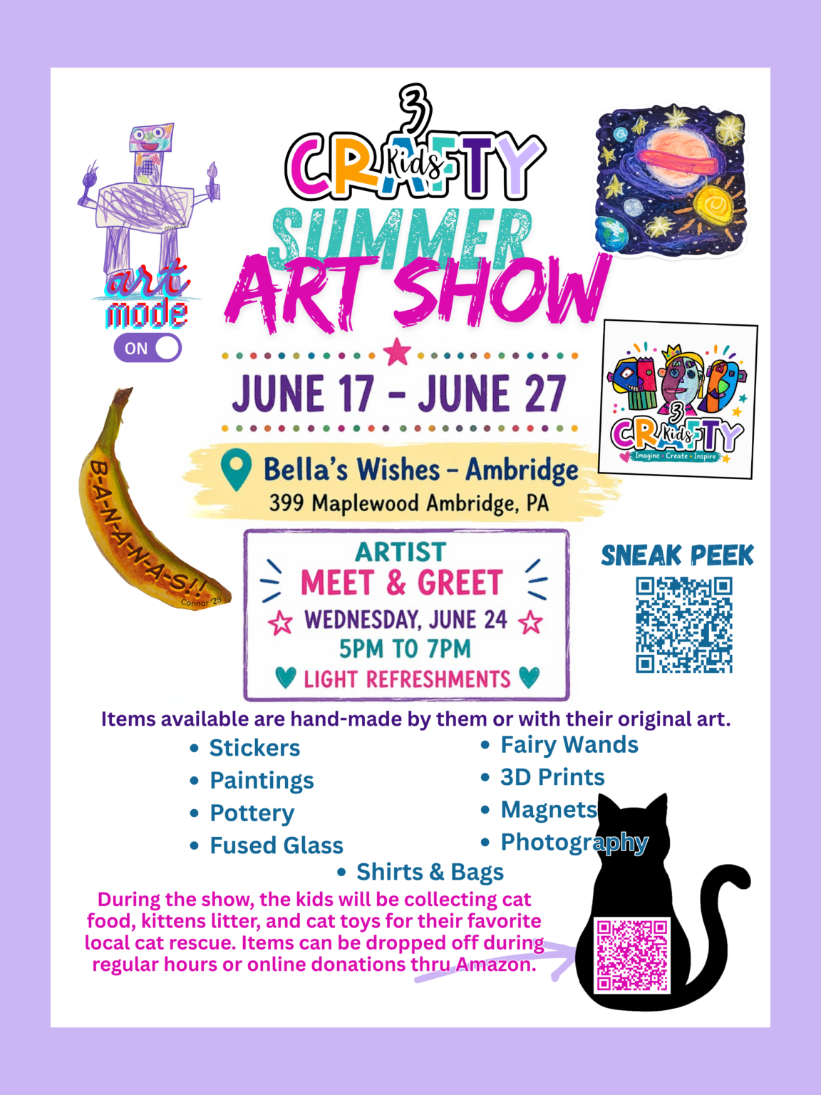 “3 Crafty Kids” Return to Ambridge for Second Art Show at Bella’s ...